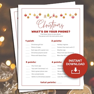 Christmas What's on Your Phone Game, Play as a Family Christmas Dinner ...