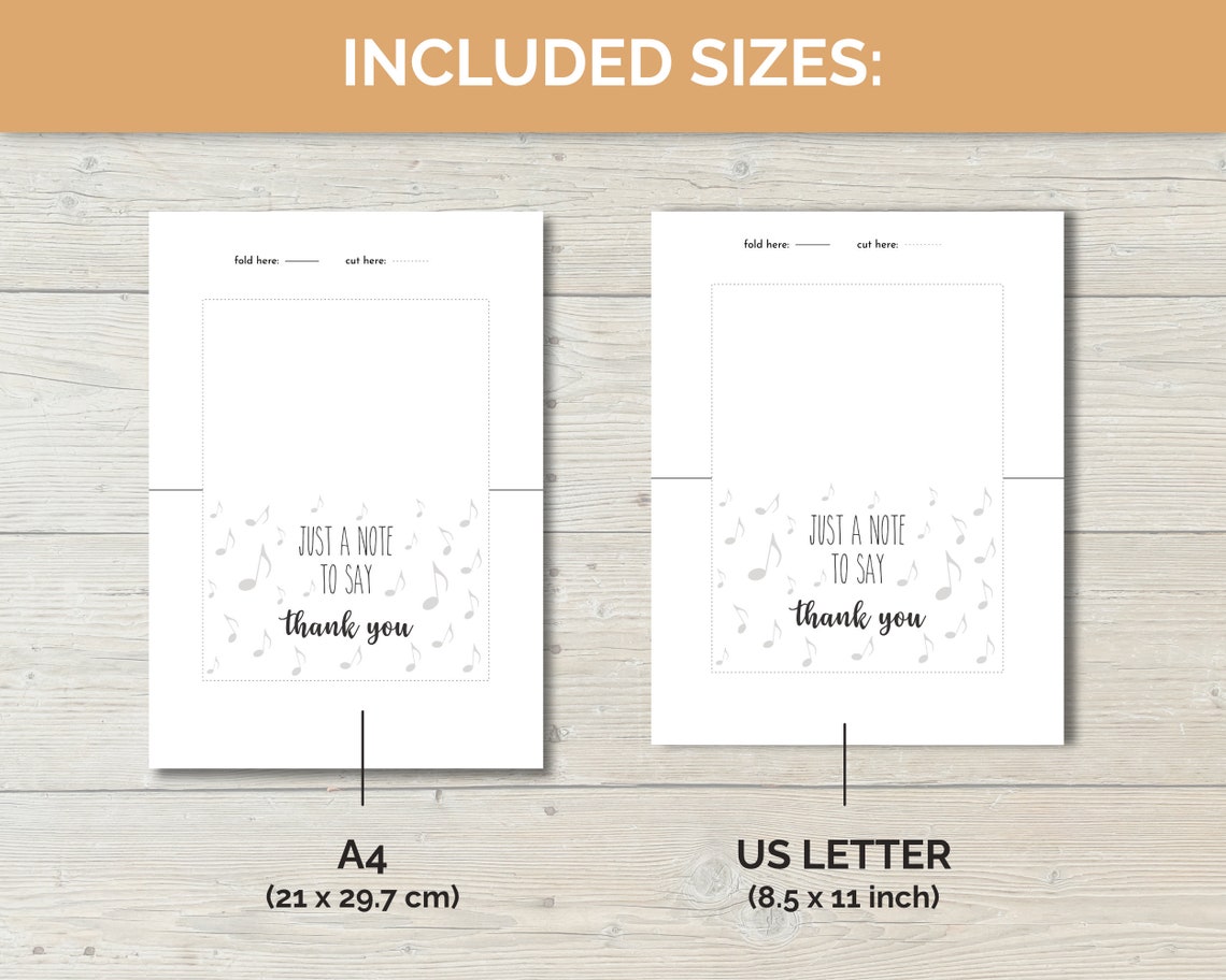 Printable Music Note Thank You Card, Teacher Appreciation, Music ...