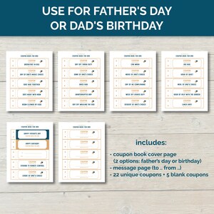 Birthday or Fathers Day Coupon Book, Printable Dad Coupons Book, Father ...