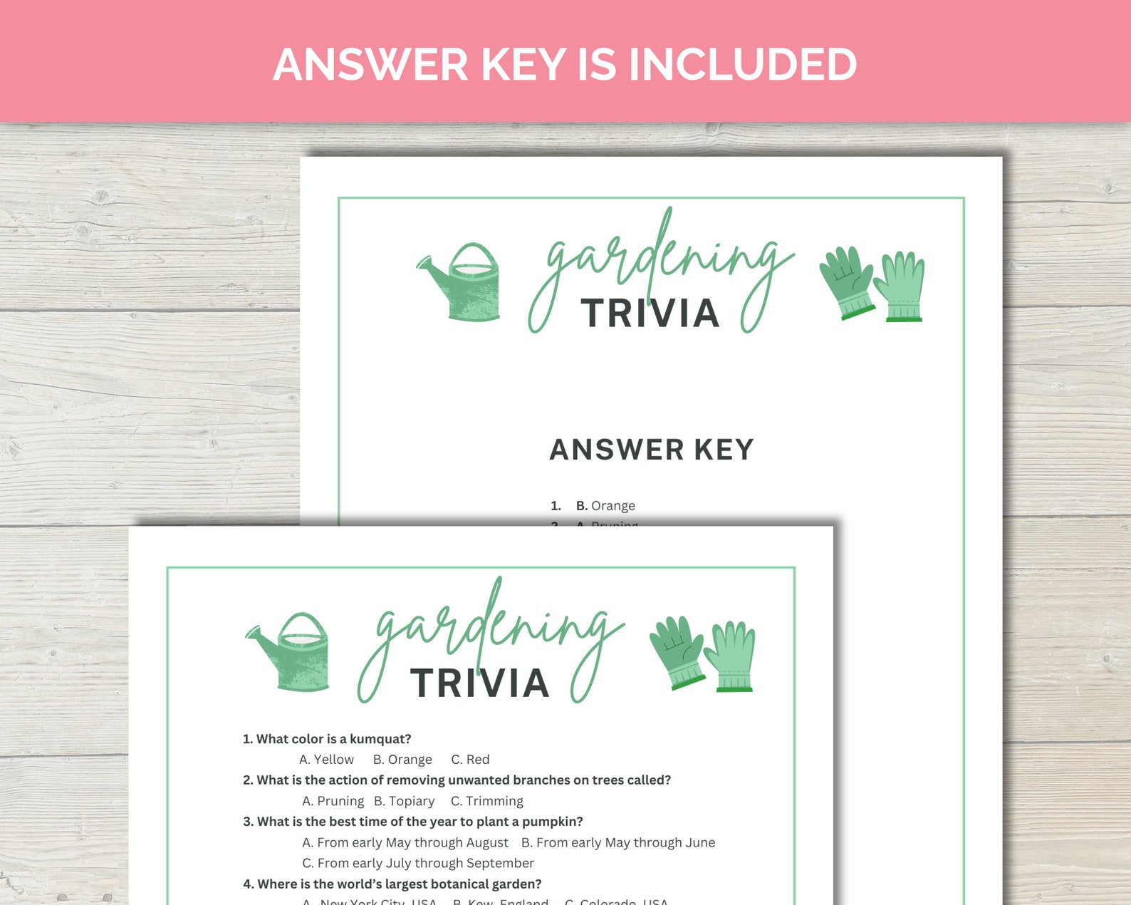 Gardening Trivia Game, Fun Gardening Quiz for Adults to Play on Mother ...