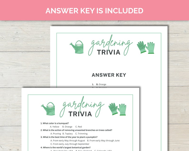 Gardening Trivia Game, Fun Gardening Quiz for Adults to Play on Mother ...