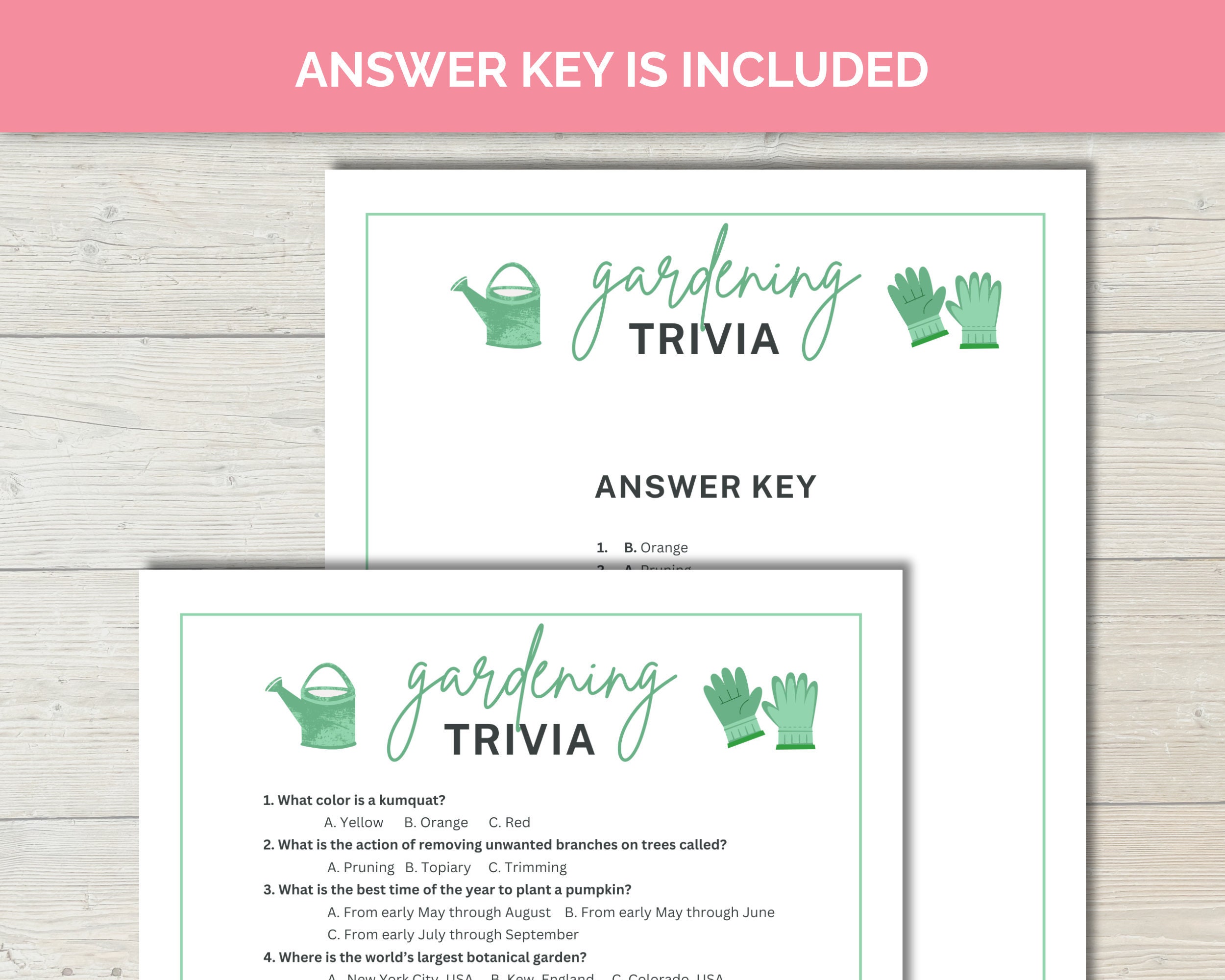 Gardening Trivia Game, Fun Gardening Quiz for Adults to Play on Mother ...