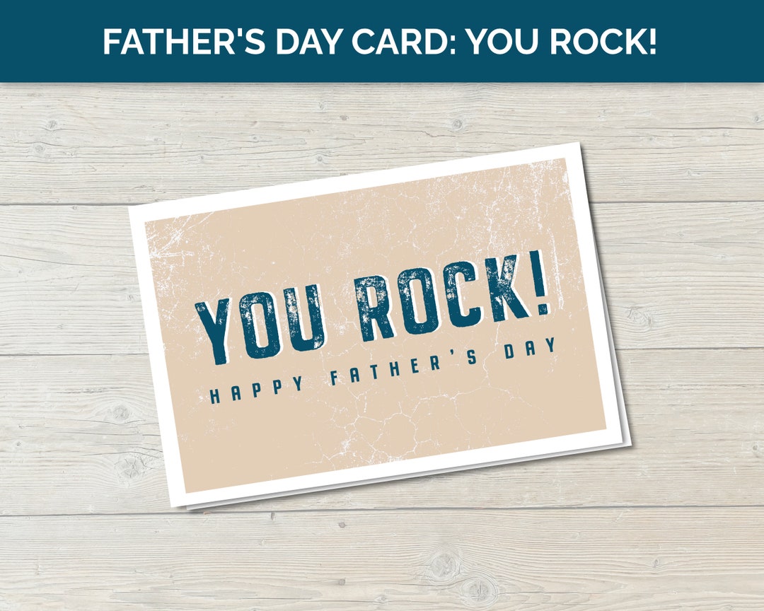 Printable Father’s Day Card You Rock, Perfect Music Lover Gift, Fathers ...