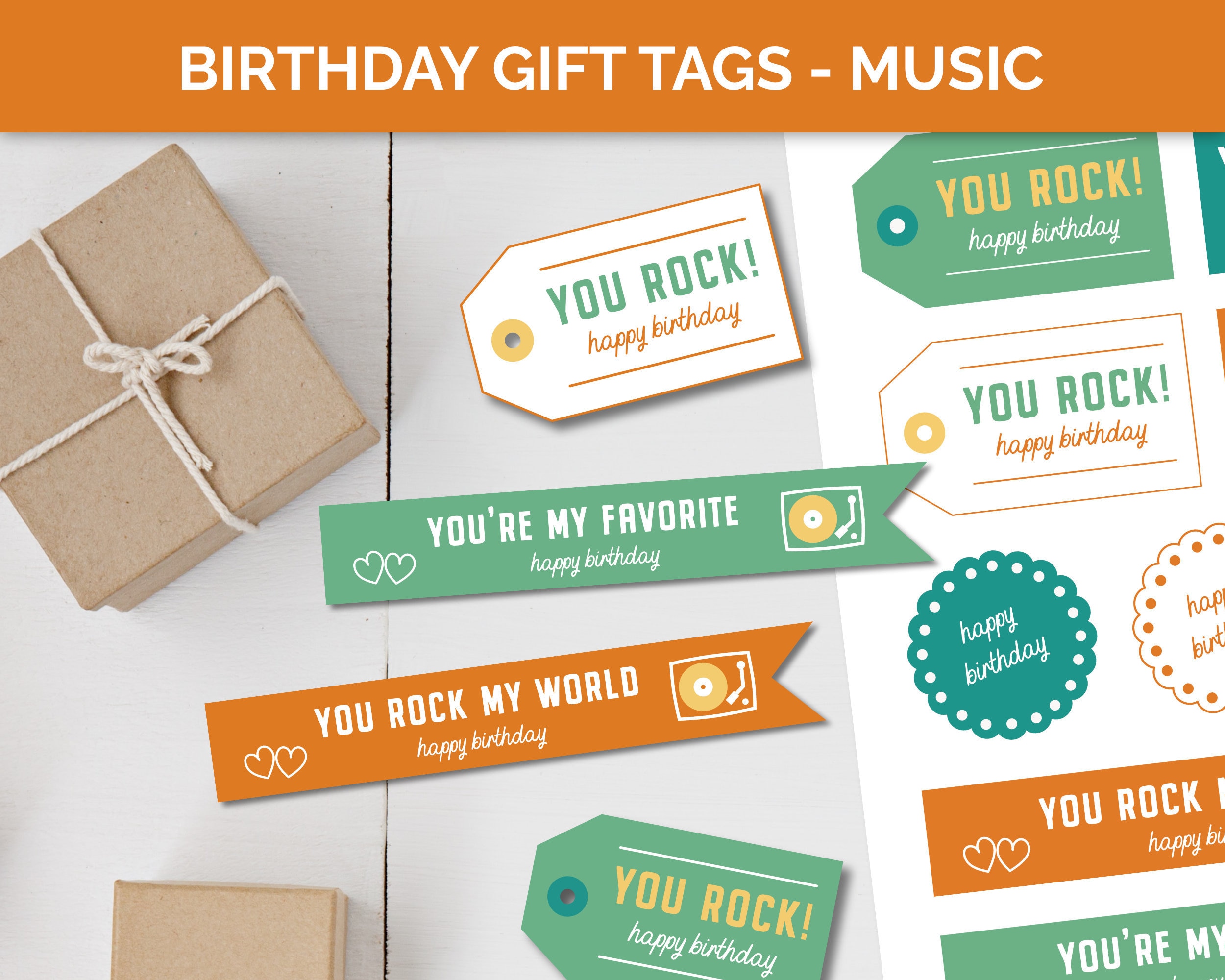 Printable Birthday Gift Tags, Perfect for a Music Lover, PDF With 9 ...
