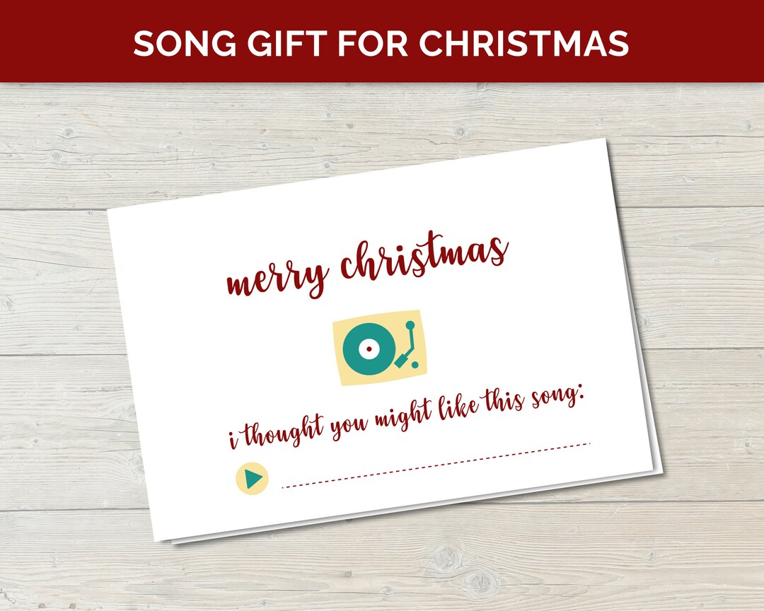 Printable Song Gift, Music Christmas Card, Favorite Song Gift Ideas ...