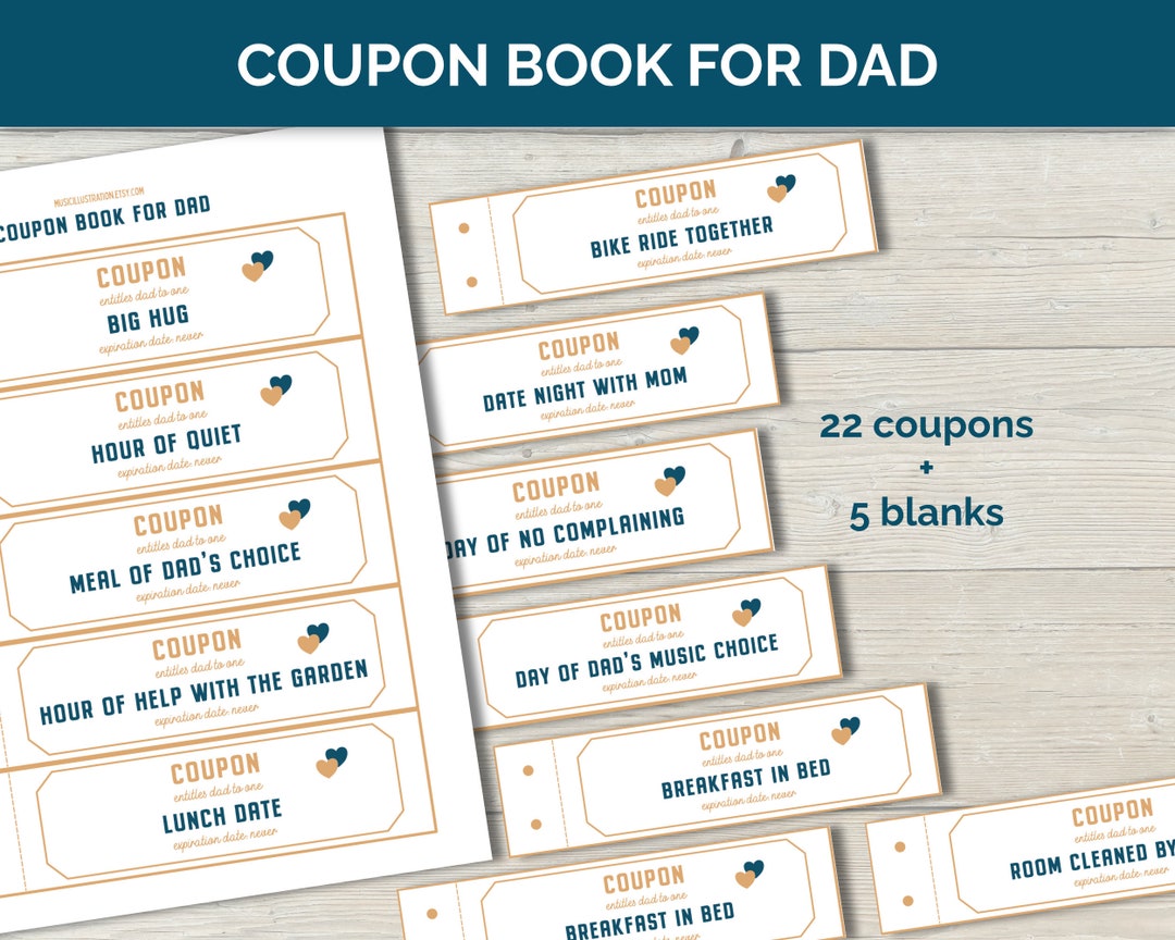 Birthday or Fathers Day Coupon Book, Printable Dad Coupons Book, Father ...