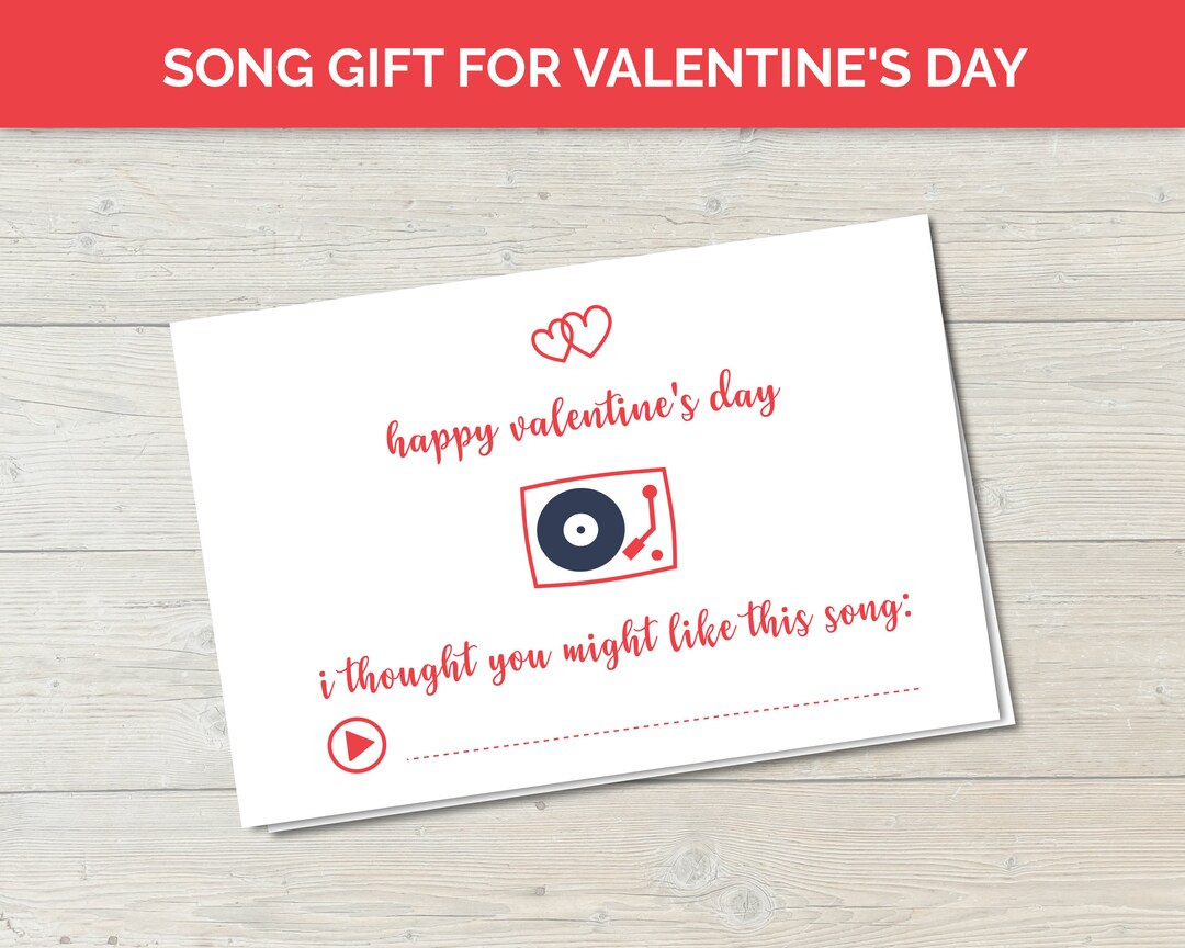 Valentine's Day Song Gift Card, Galentines Day Card Printable, Playlist ...