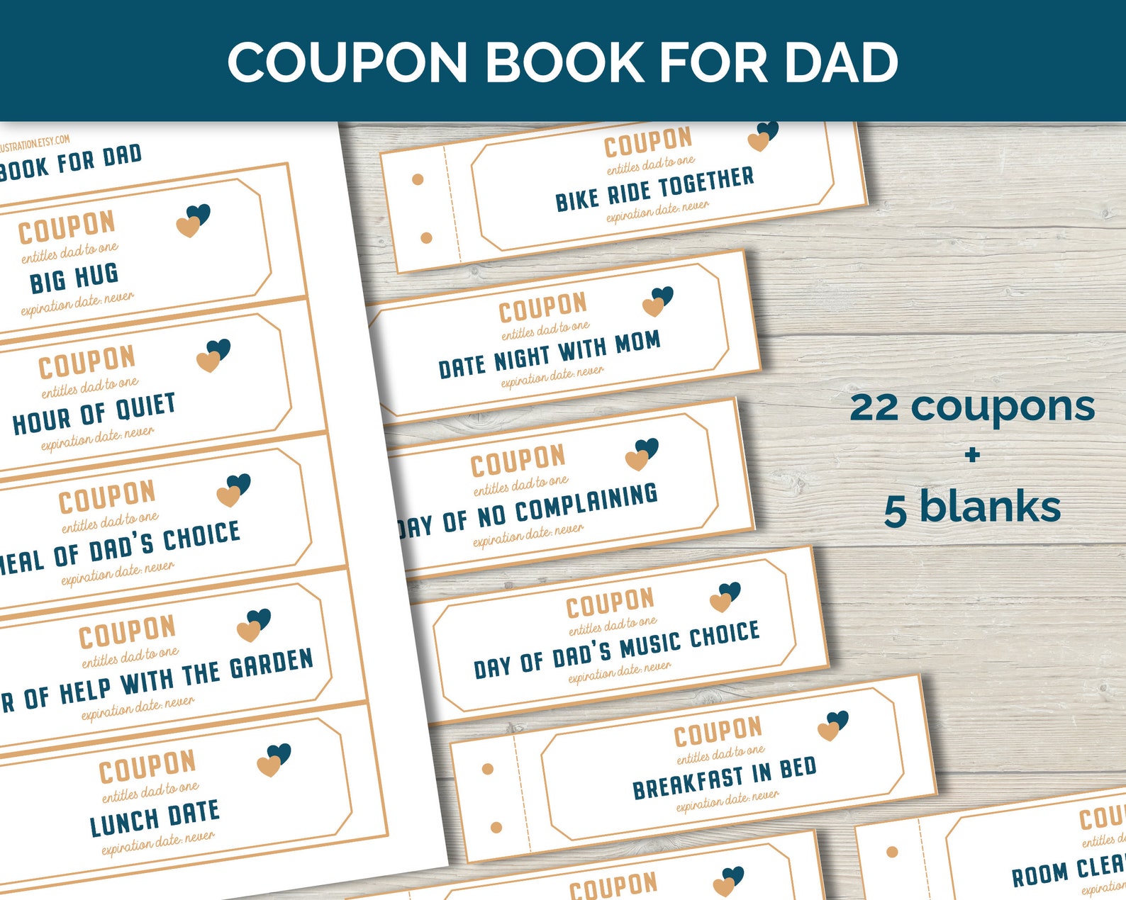 Birthday or Fathers Day Coupon Book Printable Dad Coupons - Etsy