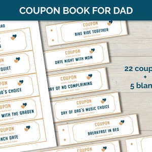 Birthday or Fathers Day Coupon Book Printable Dad Coupons - Etsy