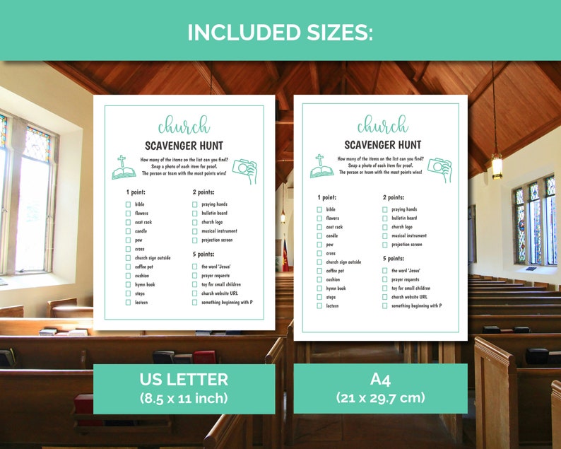 Church Scavenger Hunt Printable, Church Group Treasure Hunt, Youth ...