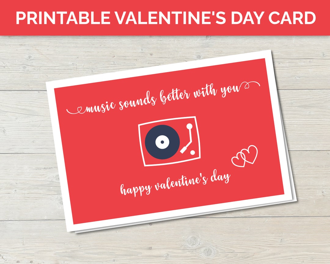 Printable Valentines Day Card for Him or Her Music Theme - Etsy