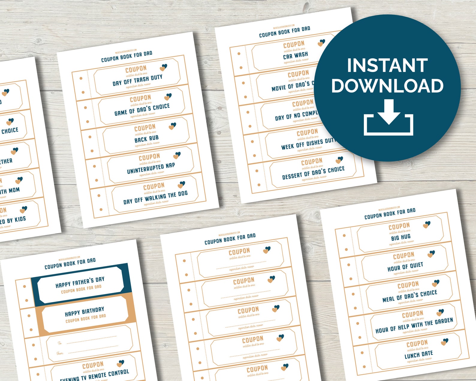 Birthday or Fathers Day Coupon Book Printable Dad Coupons - Etsy