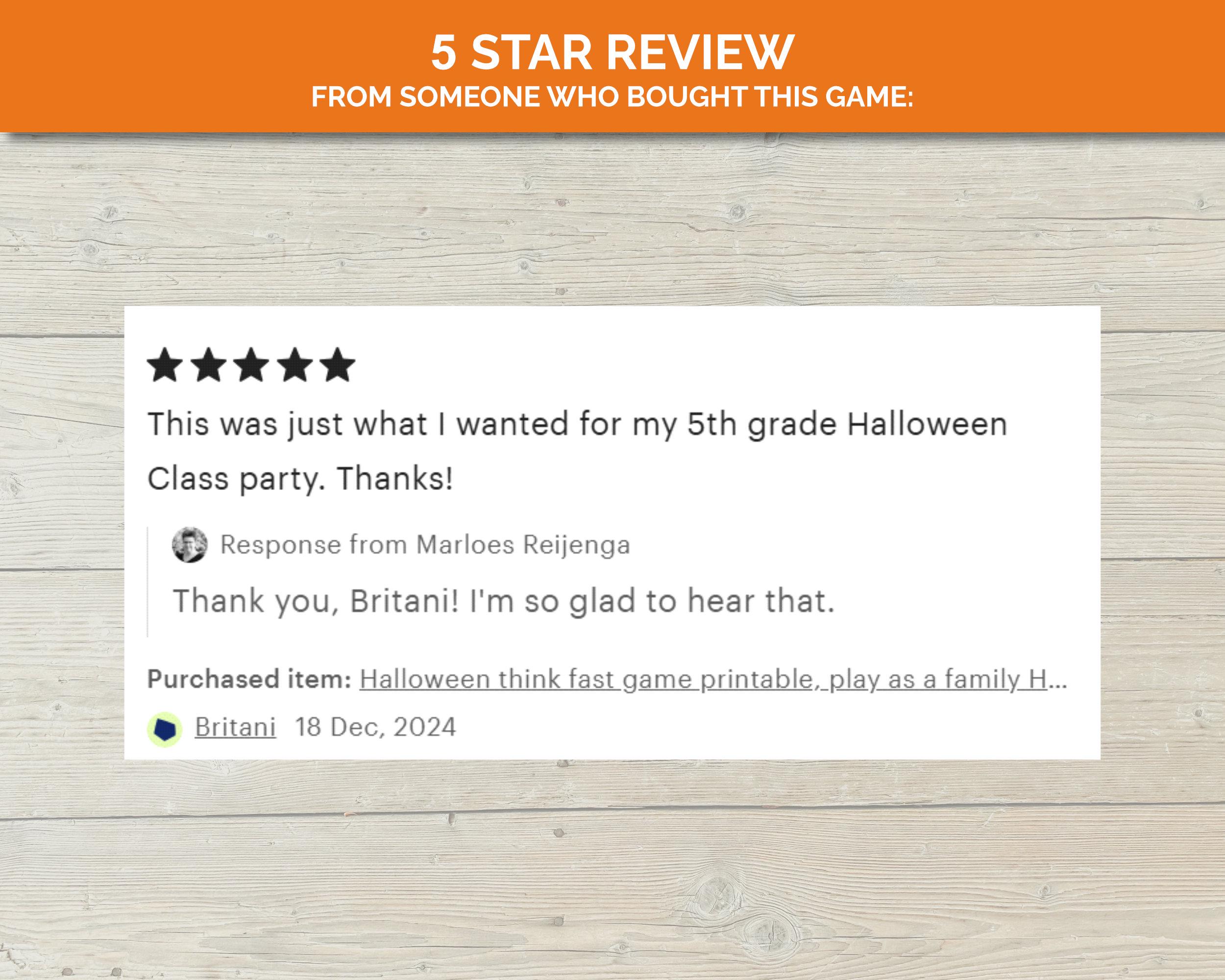 Halloween Think Quick Game Printable, Play as a Family Halloween Game ...