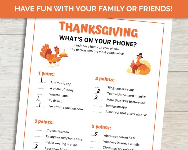 Thanksgiving What's on Your Phone Game, Play This Fun Thanksgiving ...