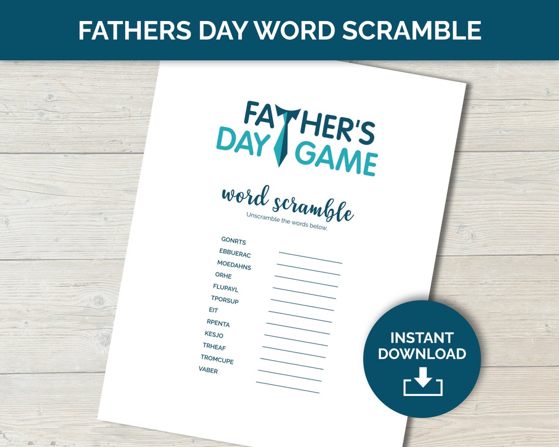 Father's Day Word Scramble Printable Game, Fun Word Scramble for Family ...