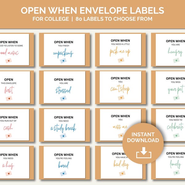 Open When College Envelopes - Etsy