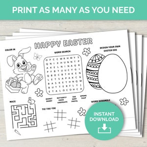 Easter Placemat, Printable Easter Coloring Page, Easter Activity Page ...