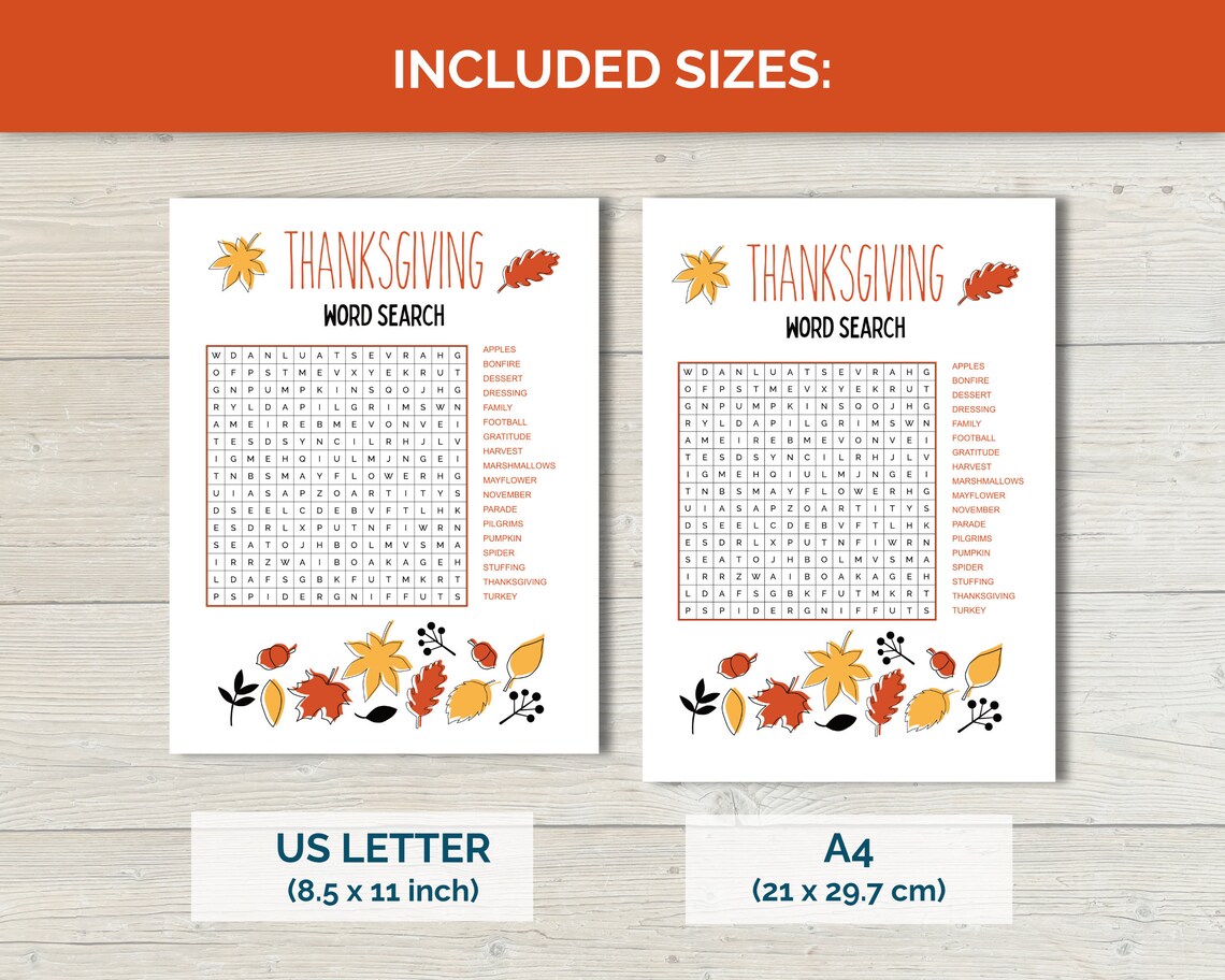 Thanksgiving Word Search Printable Game Thanksgiving Family - Etsy