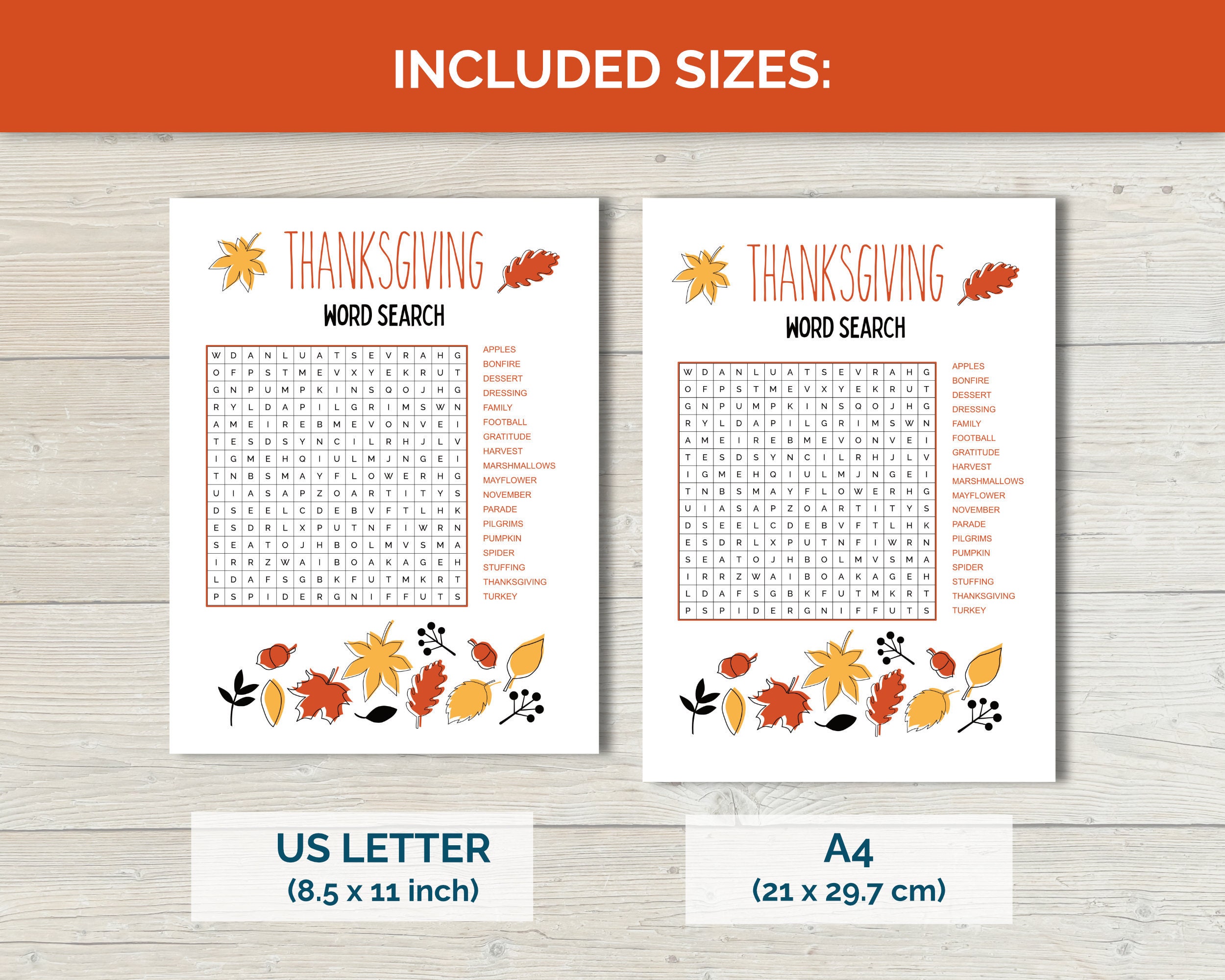 Thanksgiving Word Search Printable Game, Thanksgiving Family Game, Word ...
