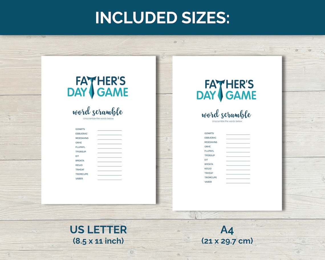 Father's Day Word Scramble Printable Game, Fun Word Scramble for Family ...