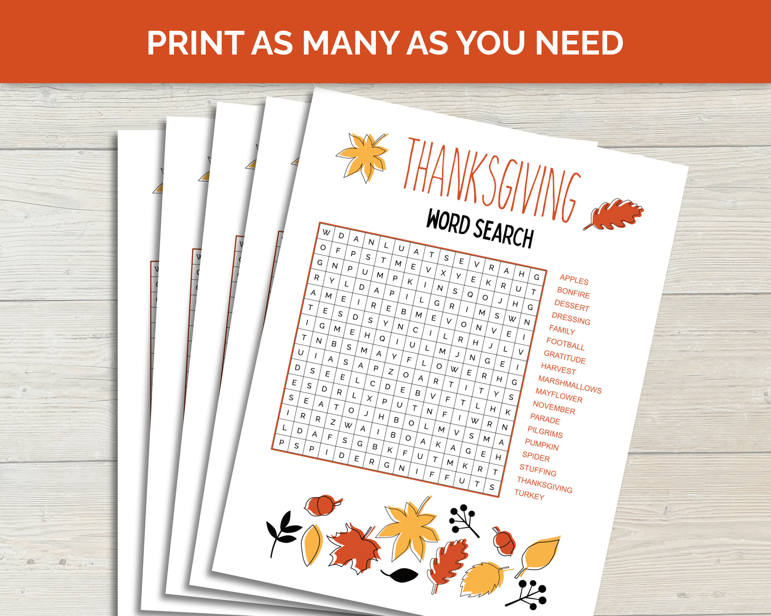 Thanksgiving Word Search Printable Game, Thanksgiving Family Game, Word ...