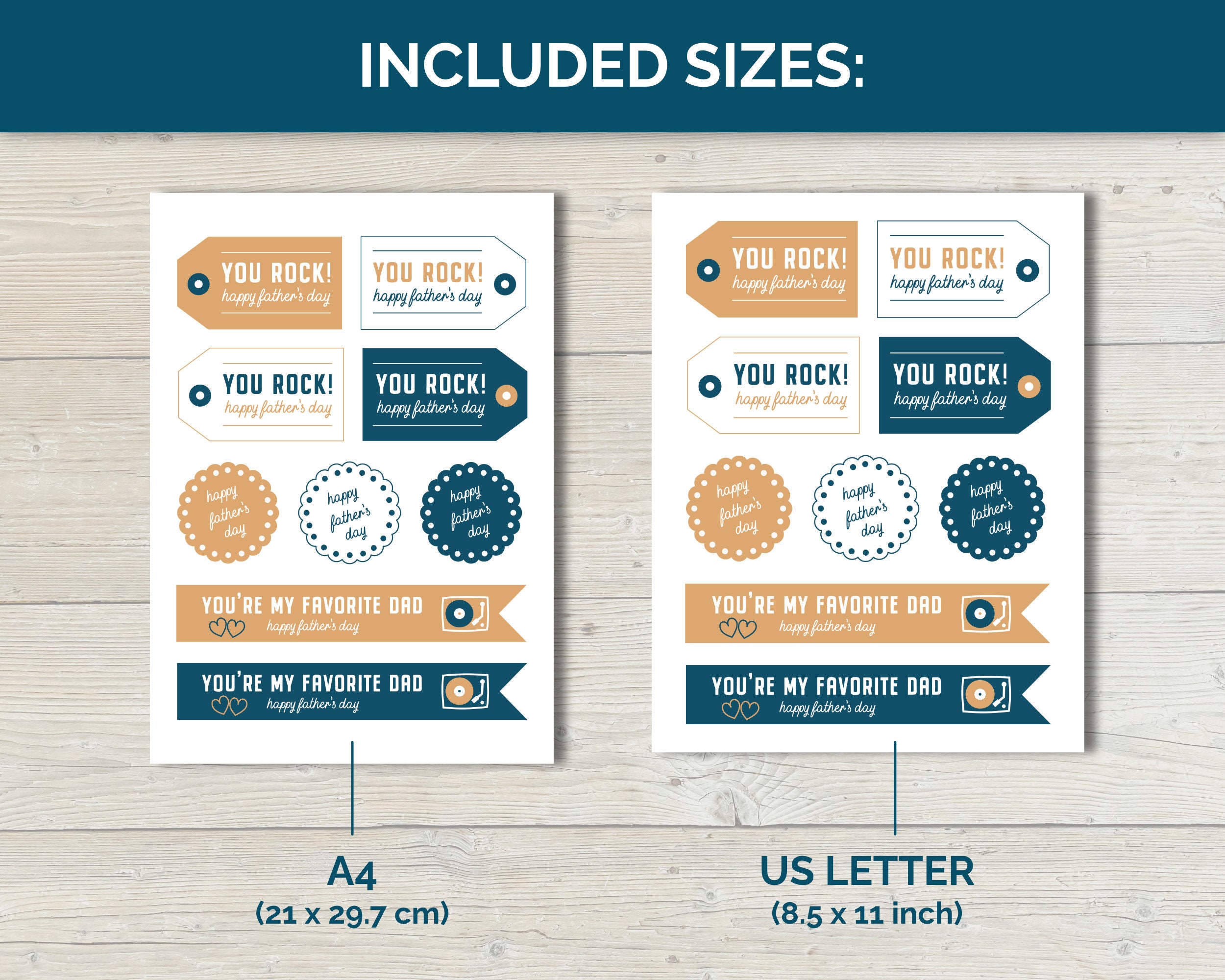 Printable Gift Tags for Father’s Day, Music Theme Gift Tags, PDF With 9 ...