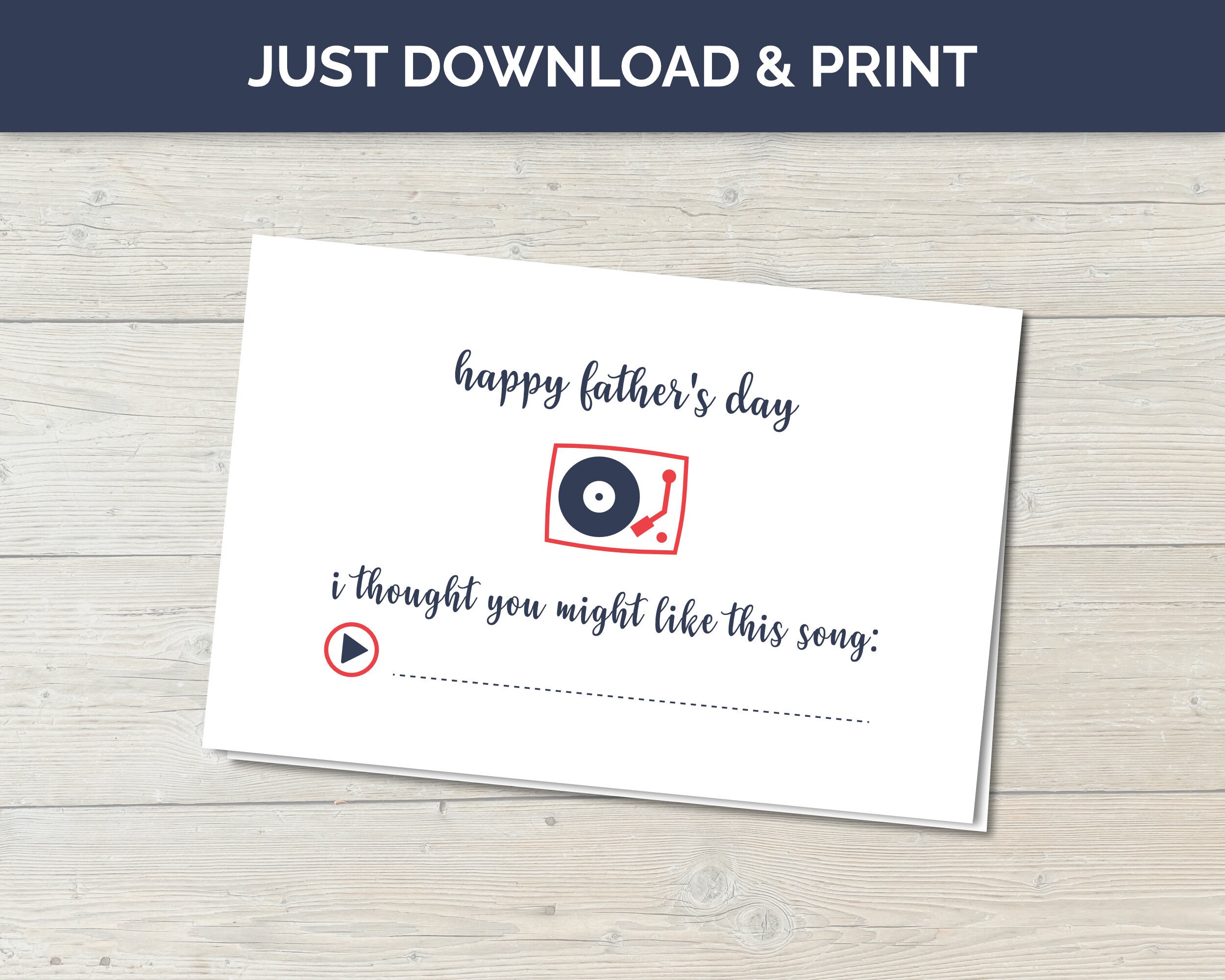 Printable Father’s Day Card, Song Gift for Dad, Playlist, Meaningful ...