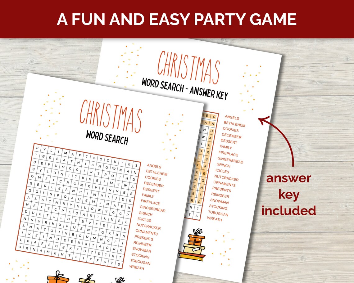Christmas Word Search Printable Game, Christmas Word Games, Winter ...