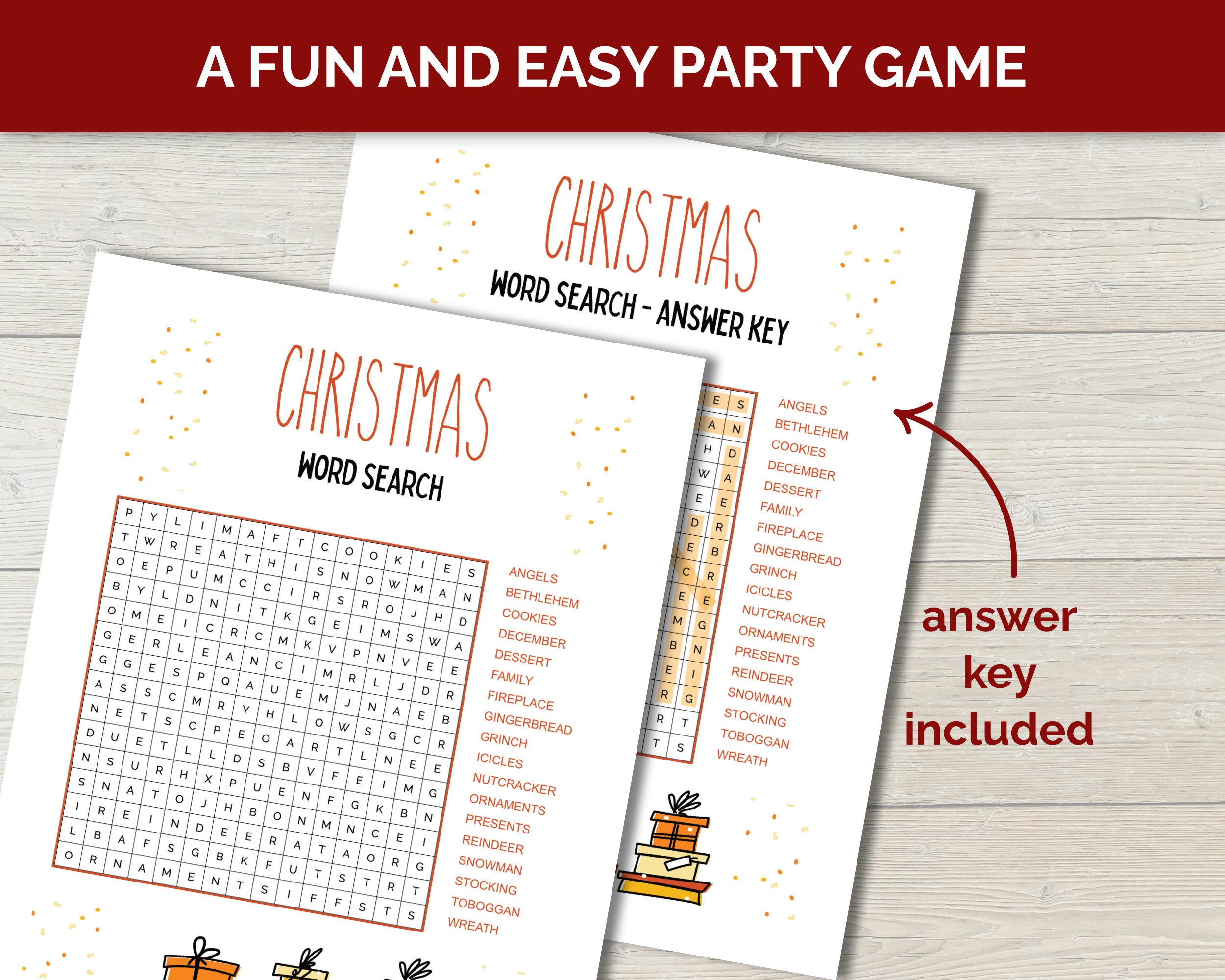 Christmas Word Search Printable Game, Christmas Word Games, Winter ...