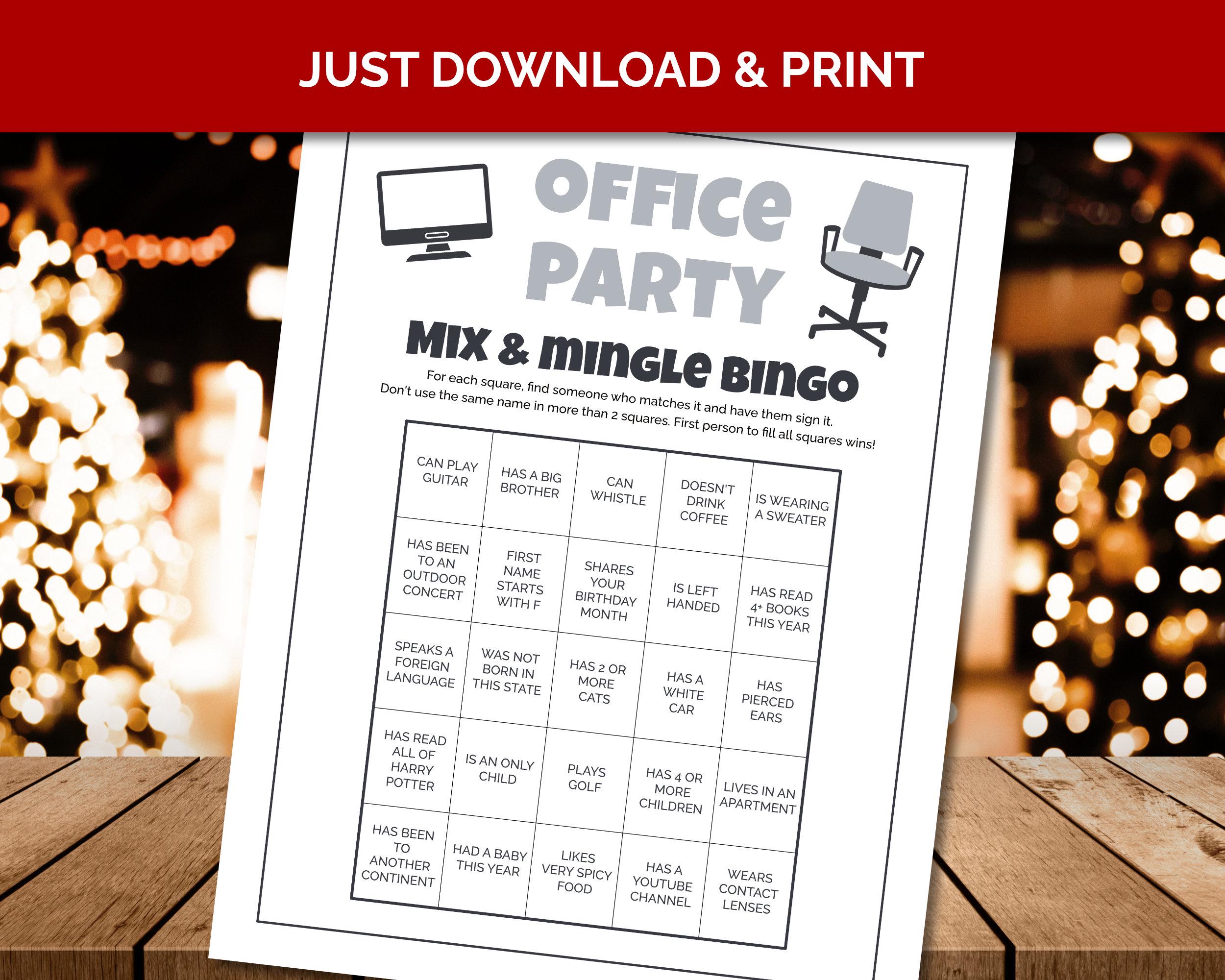 Printable Office Mix and Mingle Bingo Game to Play at a Christmas Work ...