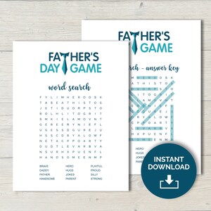 Father's Day Word Search Printable Game, Fun Word Scramble for Family ...