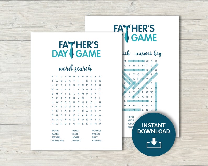 Father's Day Word Search Printable Game, Fun Word Scramble for Family ...