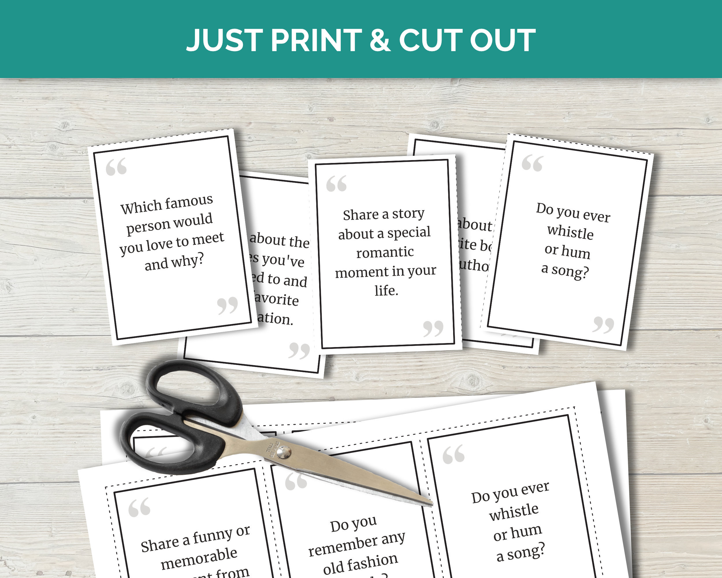 Printable Conversation Cards for Seniors, Dementia Activities, Ice ...