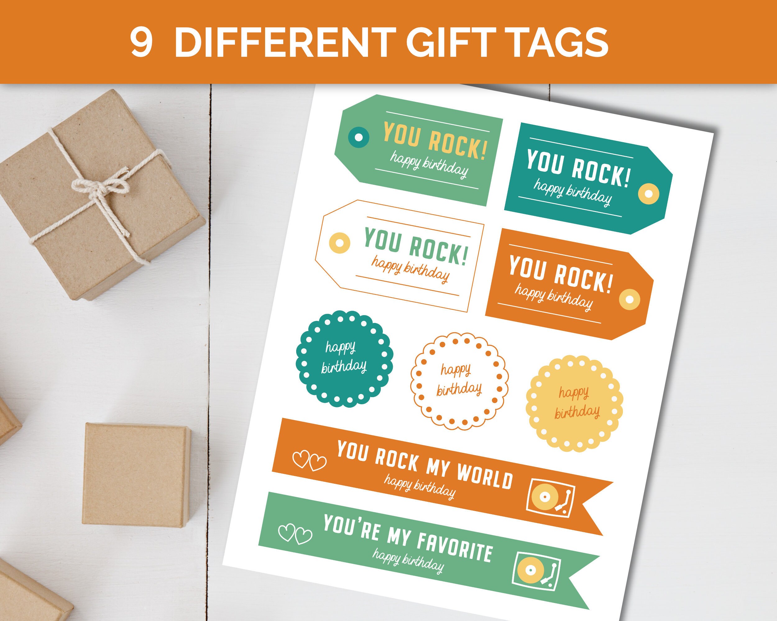 Printable Birthday Gift Tags, Perfect for a Music Lover, PDF With 9 ...