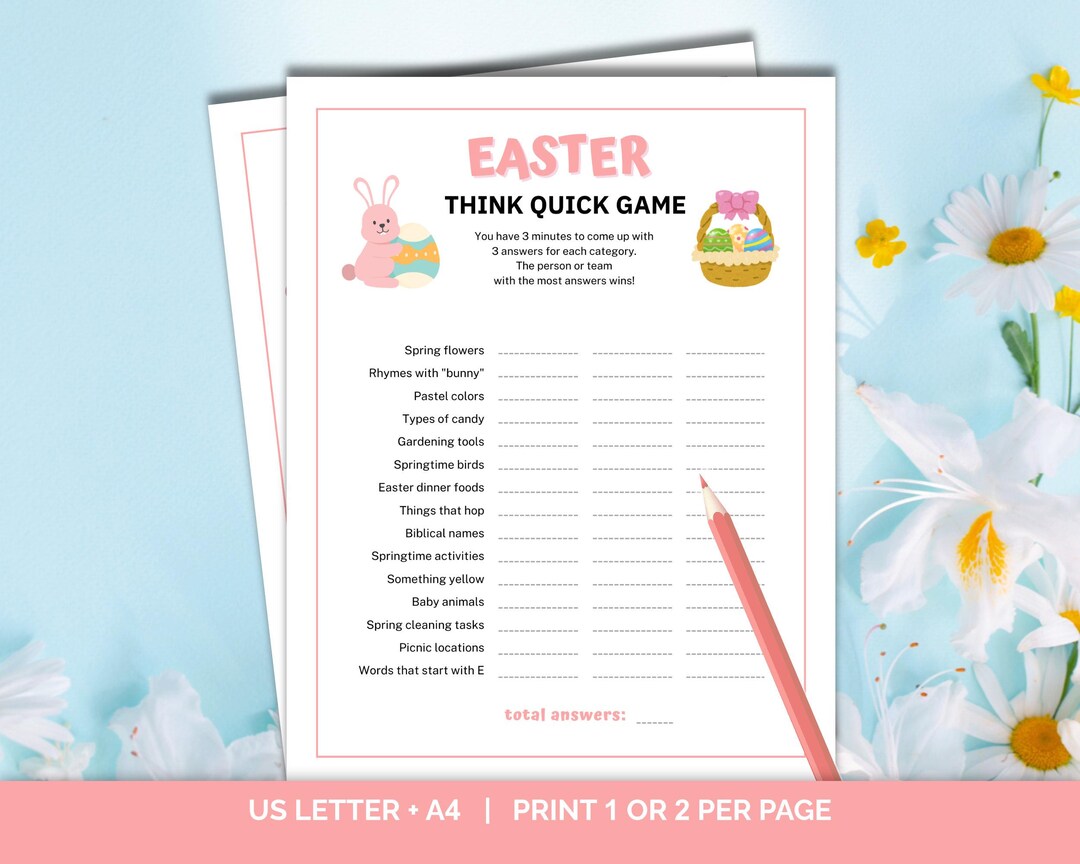 Easter Think Quick Game, Easter Icebreaker Game for Adults and Kids ...