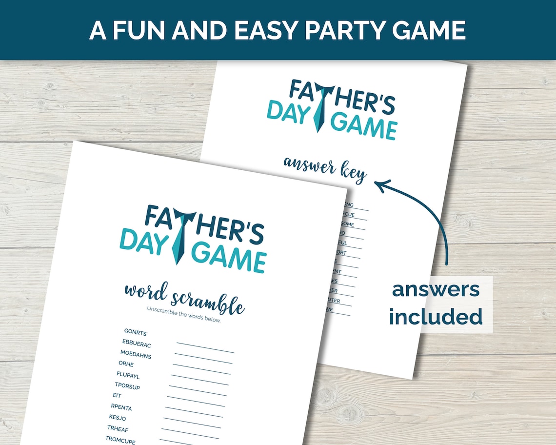 Father's Day Word Scramble Printable Game, Fun Word Scramble for Family ...