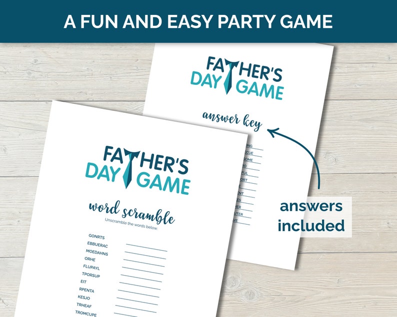 Father's Day Word Scramble Printable Game, Fun Word Scramble for Family ...