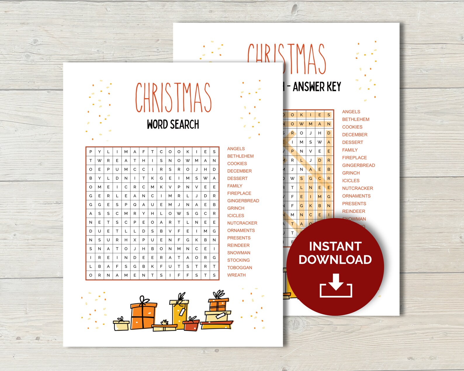 Christmas Word Search Printable Game, Christmas Word Games, Winter ...