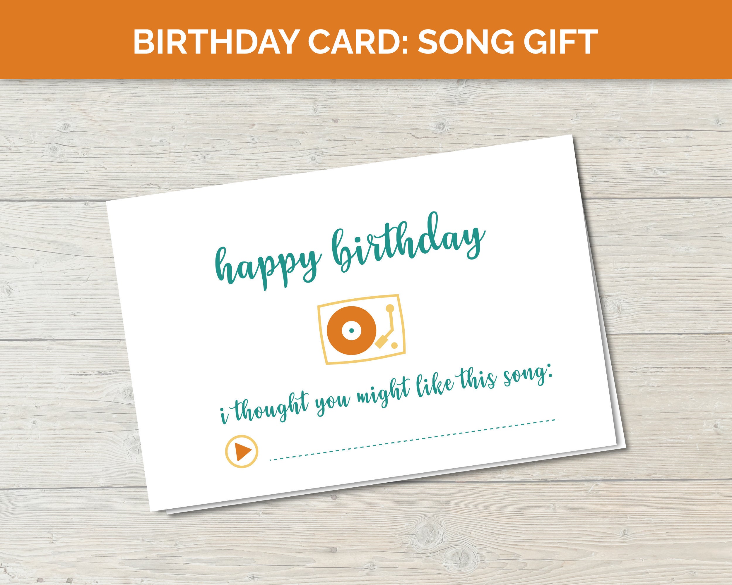 Printable Birthday Card, Song Gift, Playlist, Meaningful Gift, Music ...