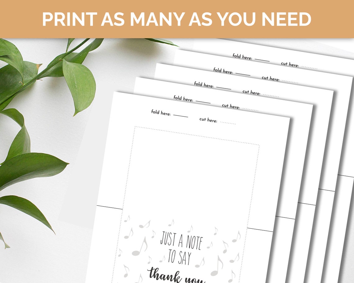 Printable Music Note Thank You Card Teacher Appreciation - Etsy