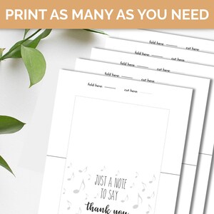Printable Music Note Thank You Card Teacher Appreciation - Etsy