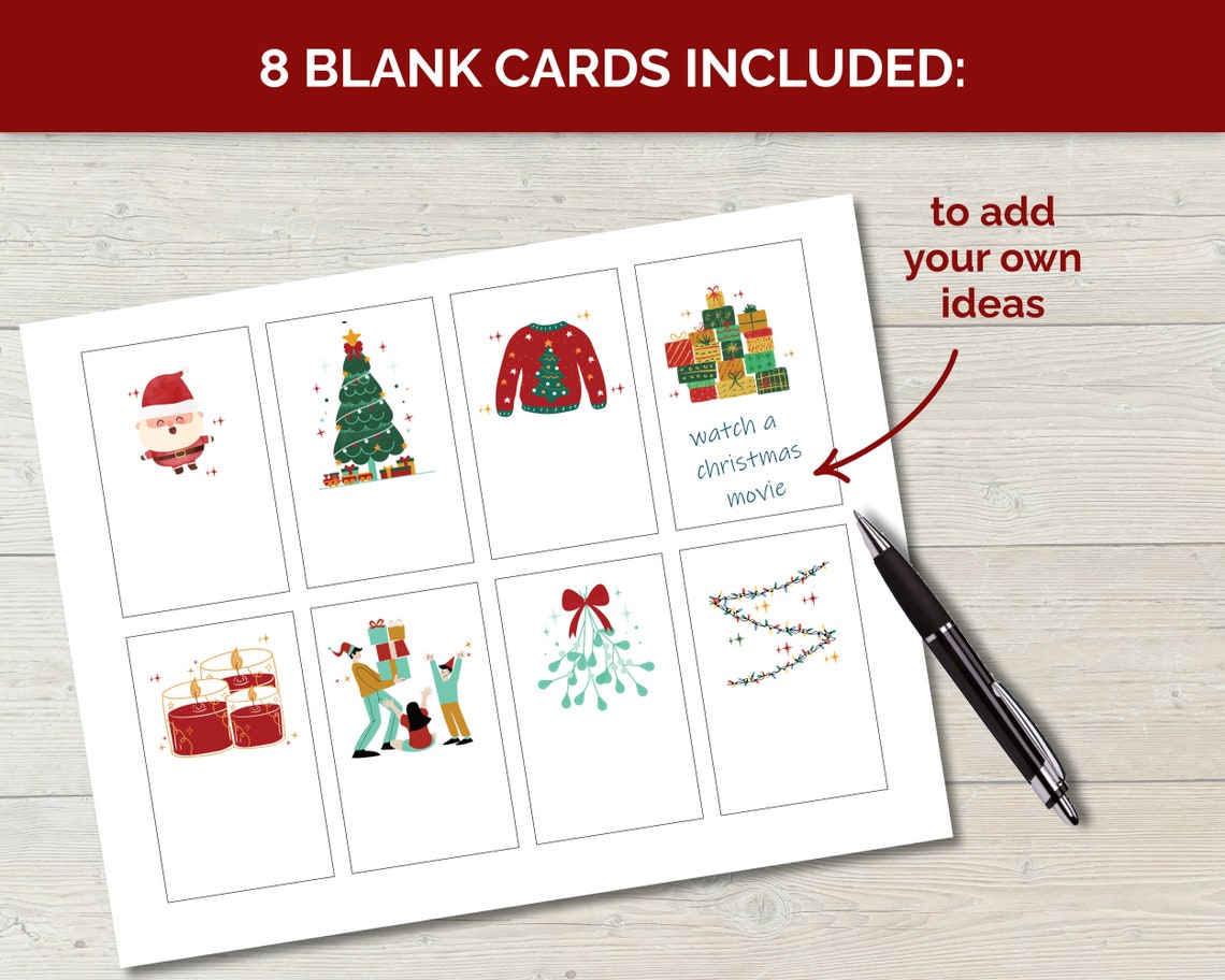 Printable Advent Calendar Cards for Kids, Teens and Adults, Use as ...