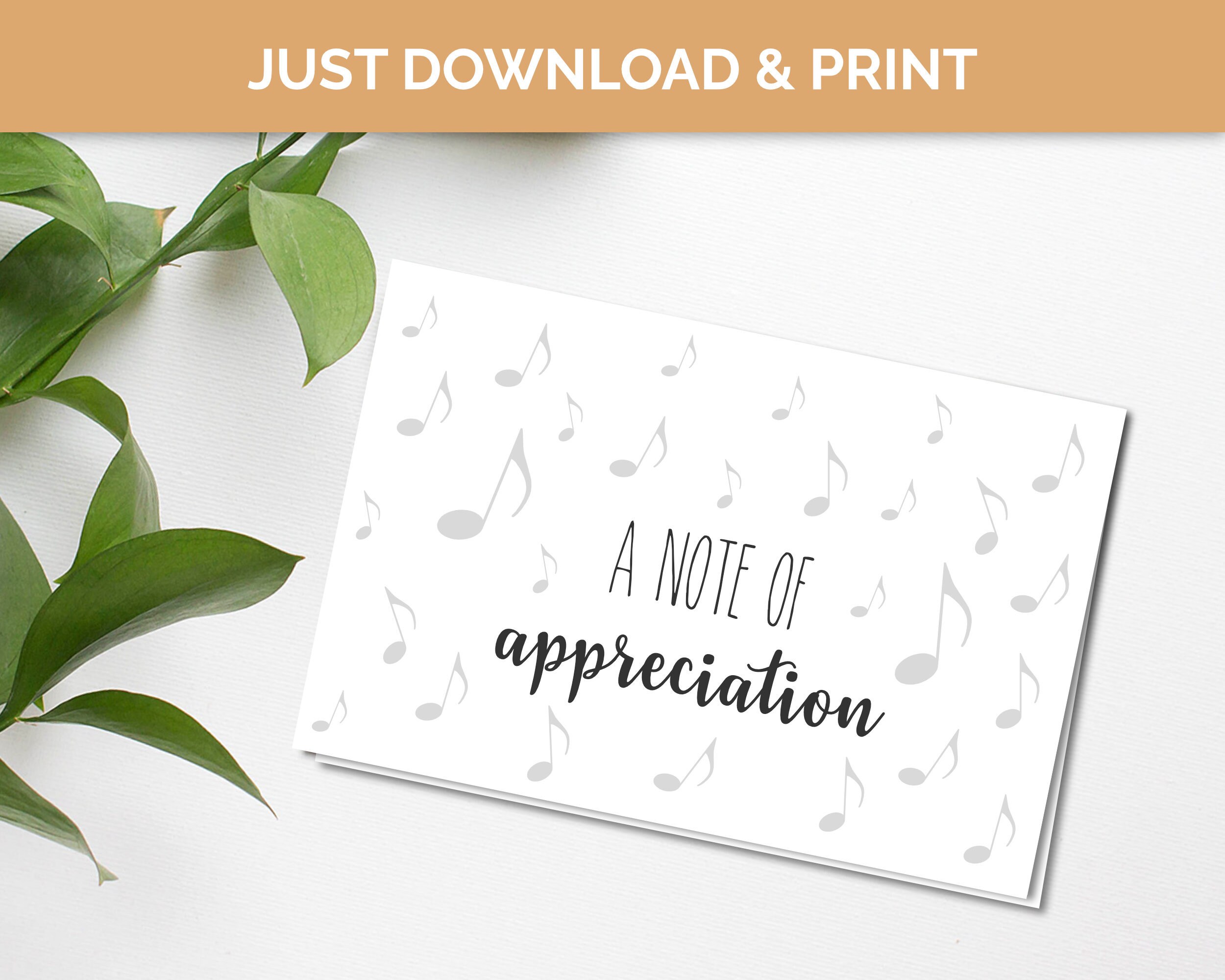 Printable Card: a Note of Appreciation, Music Note Thank You Teacher ...