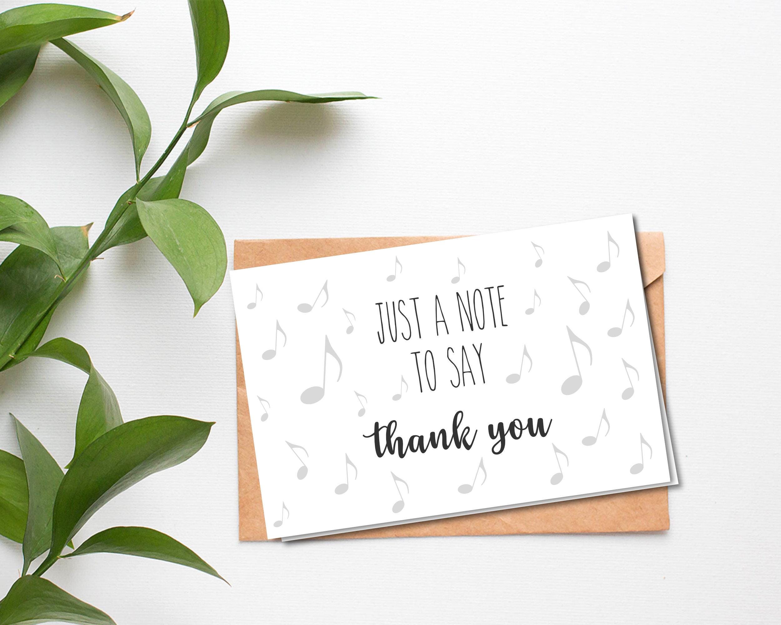 Printable Music Note Thank You Card, Teacher Appreciation, Music ...