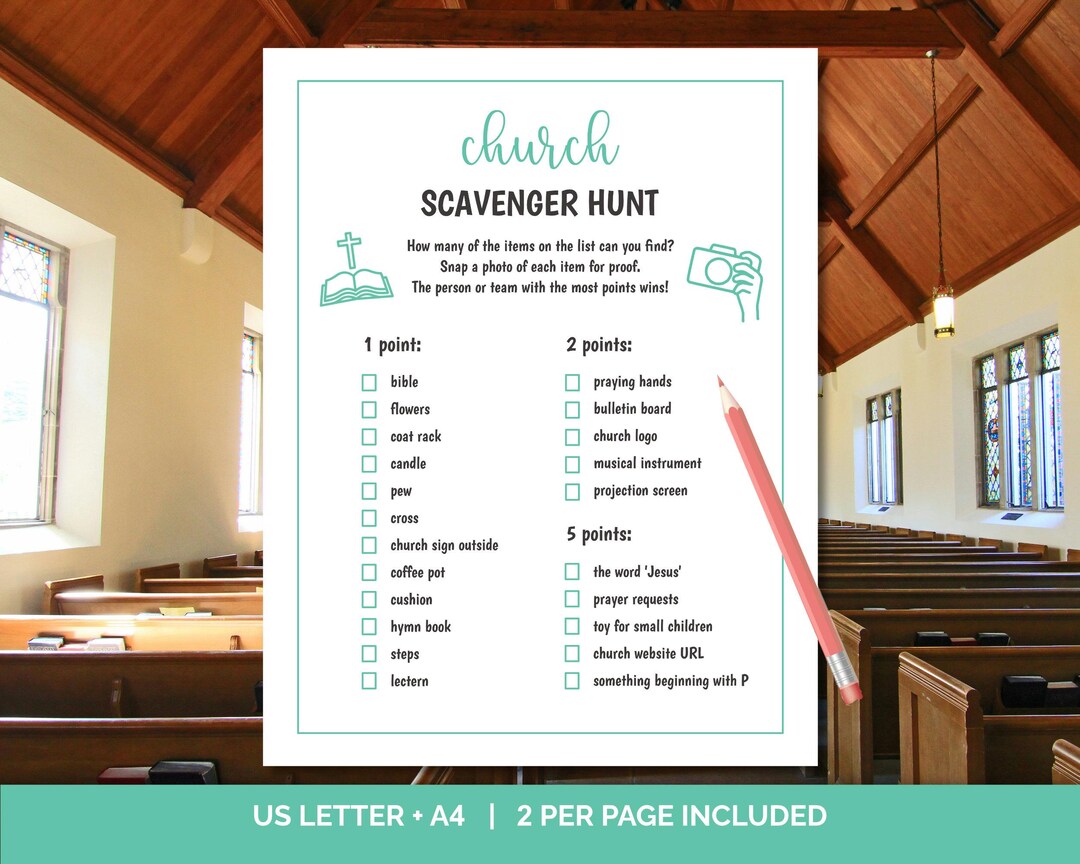 Church Scavenger Hunt Printable, Church Group Treasure Hunt, Youth ...