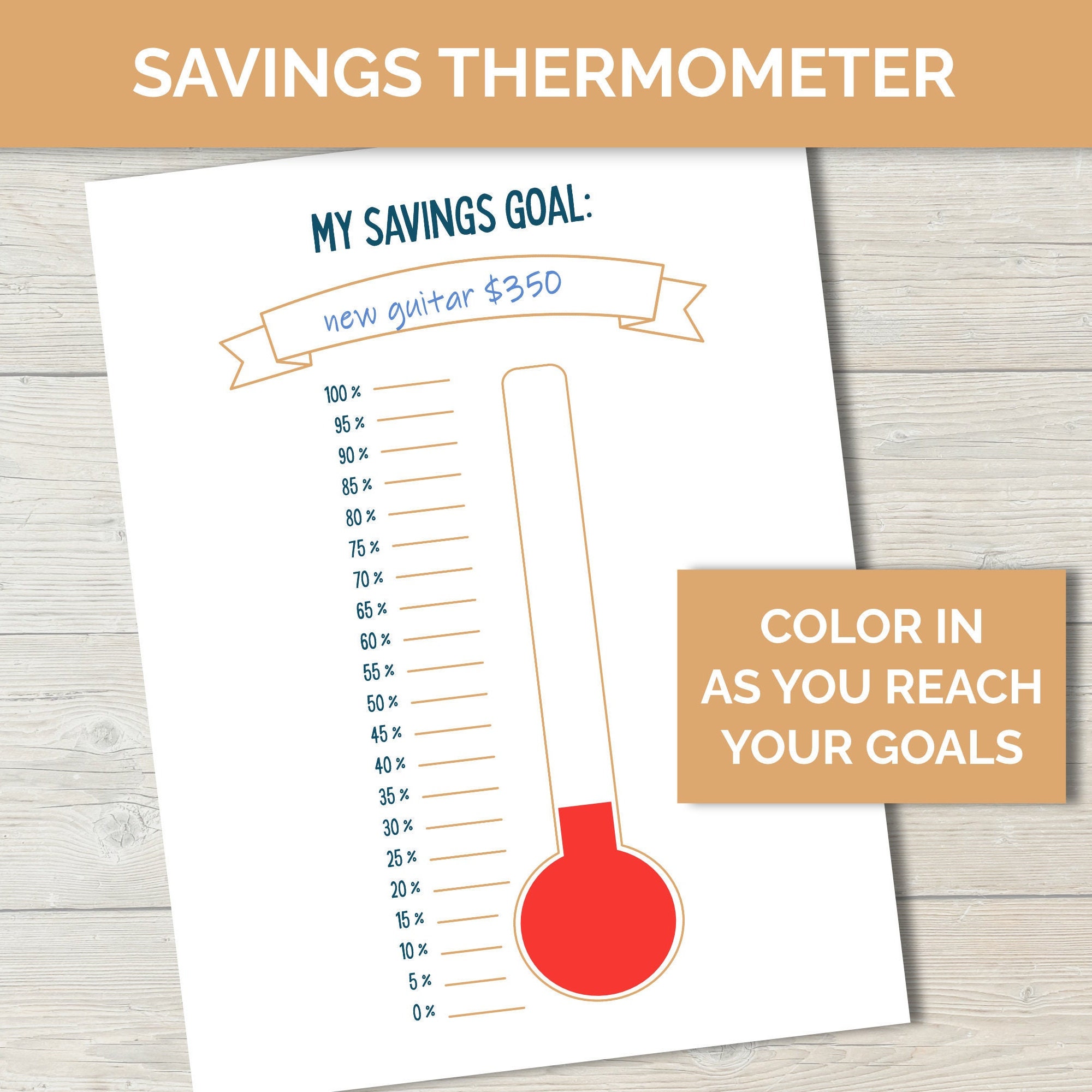 Savings Tracker Savings Thermometer Save Money Budget - Etsy