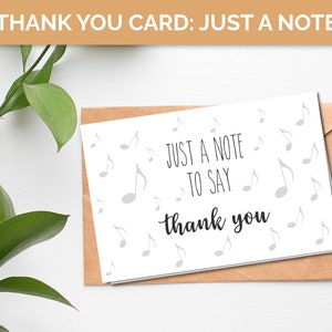Printable Music Note Thank You Card Teacher Appreciation - Etsy