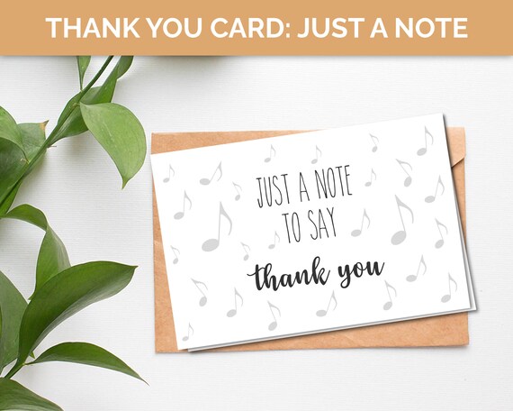 Printable Music Note Thank You Card Teacher Appreciation - Etsy