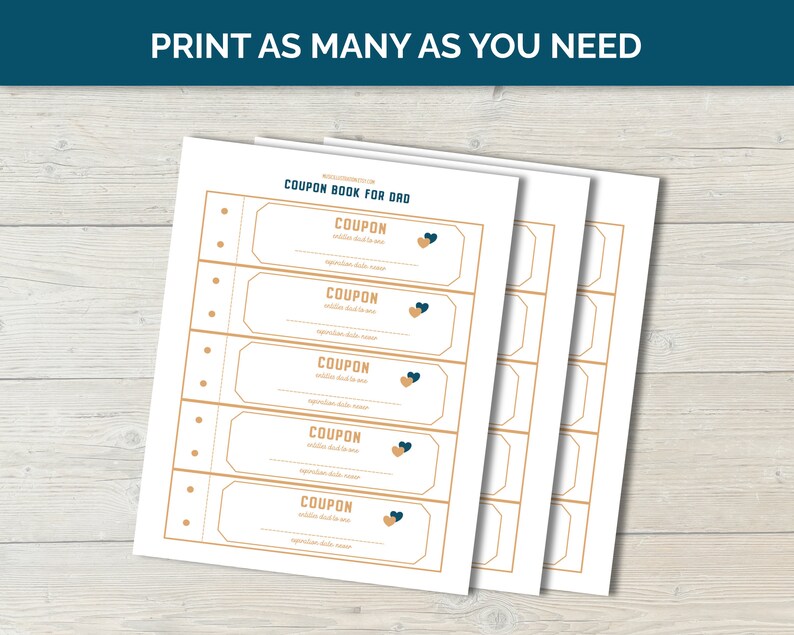 Birthday or Fathers Day Coupon Book, Printable Dad Coupons Book, Father ...