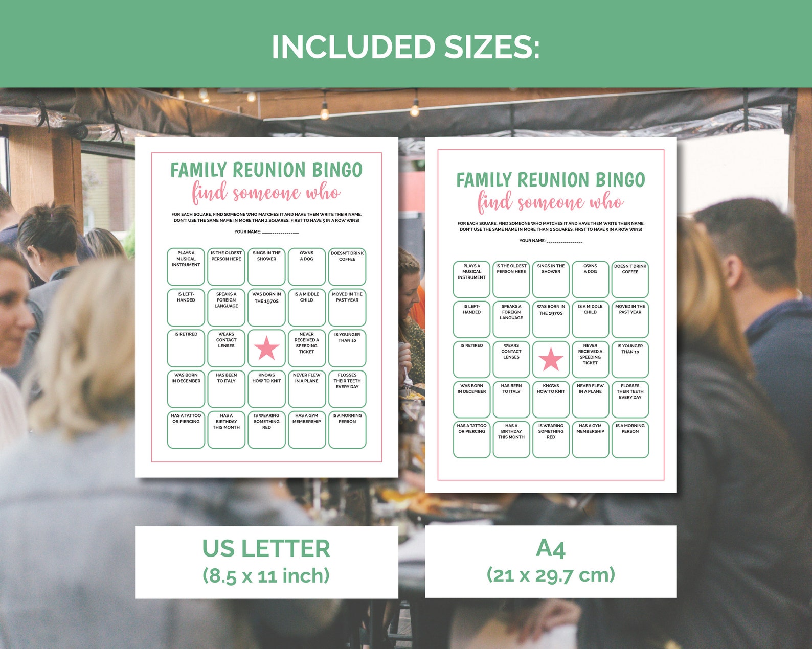 Family Reunion Bingo Game, Find the Guest Game, Mix and Mingle Bingo ...